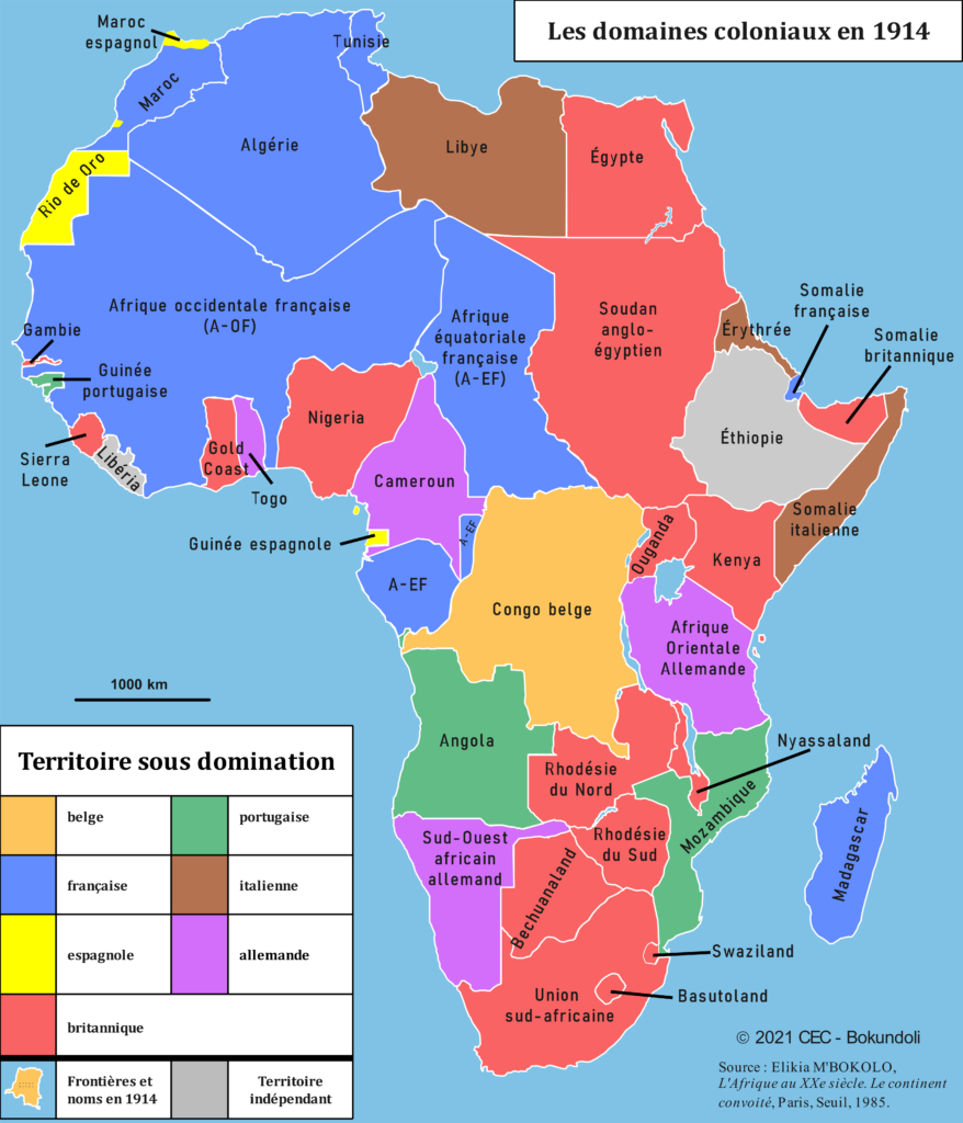 Carte de l’Afrique en 1914 - Bokundoli